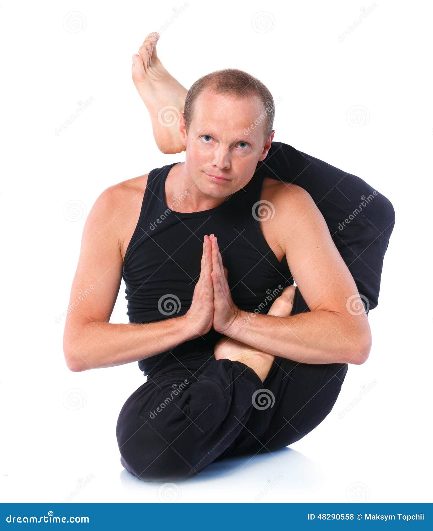 Man doing yoga stock photo. Image of build, endurance - 48290558