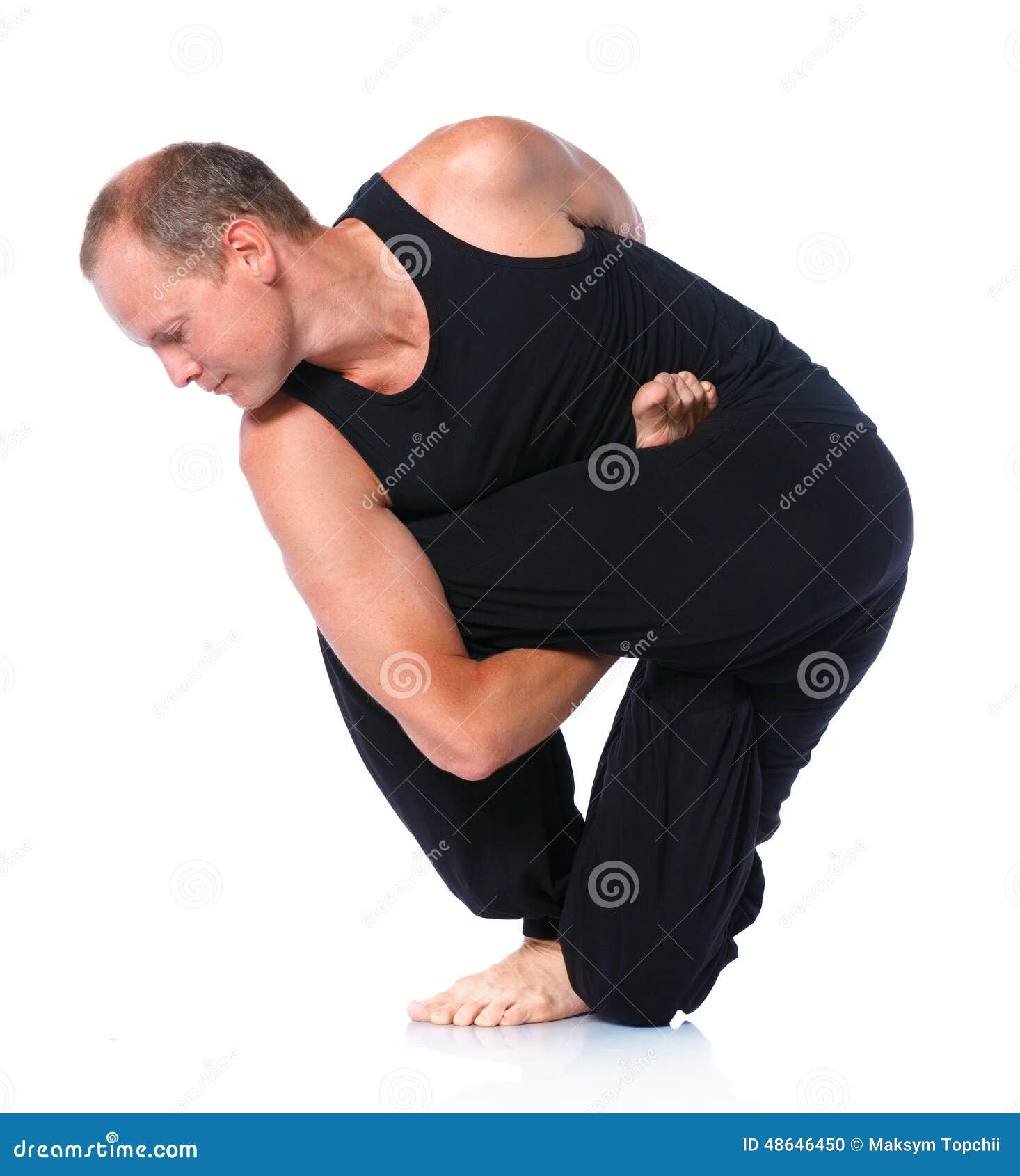 Man doing yoga stock photo. Image of breathing, motion - 48646450