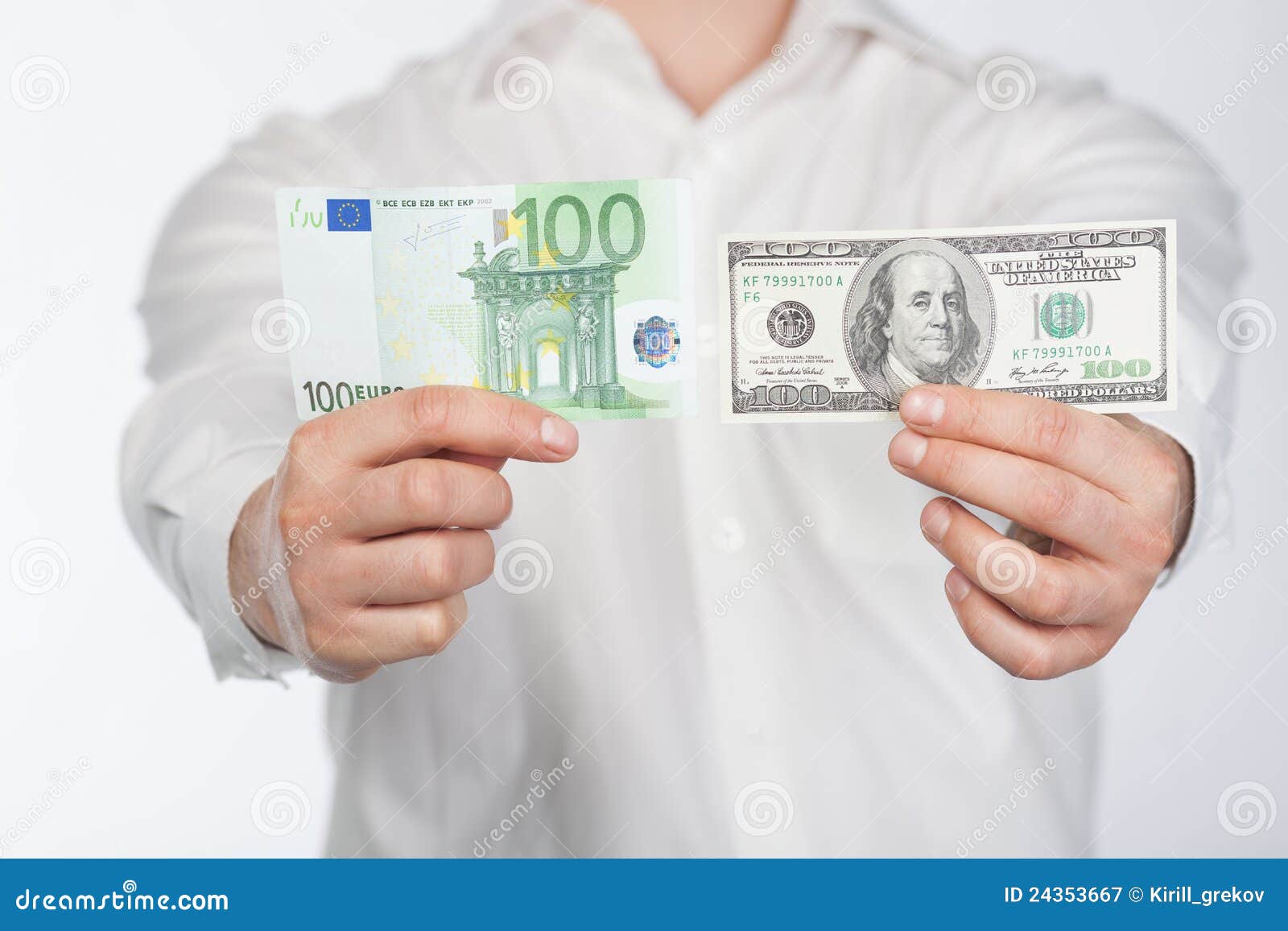 Man with dollar and euro stock image. Image of purchasing - 24353667