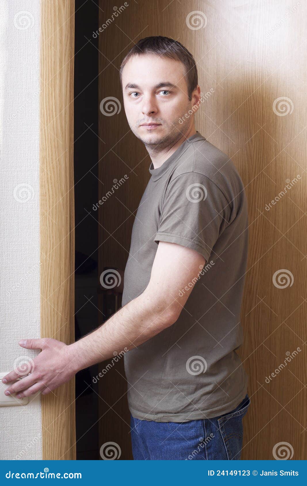 Man and doors. stock image. Image of door, young, male - 24149123