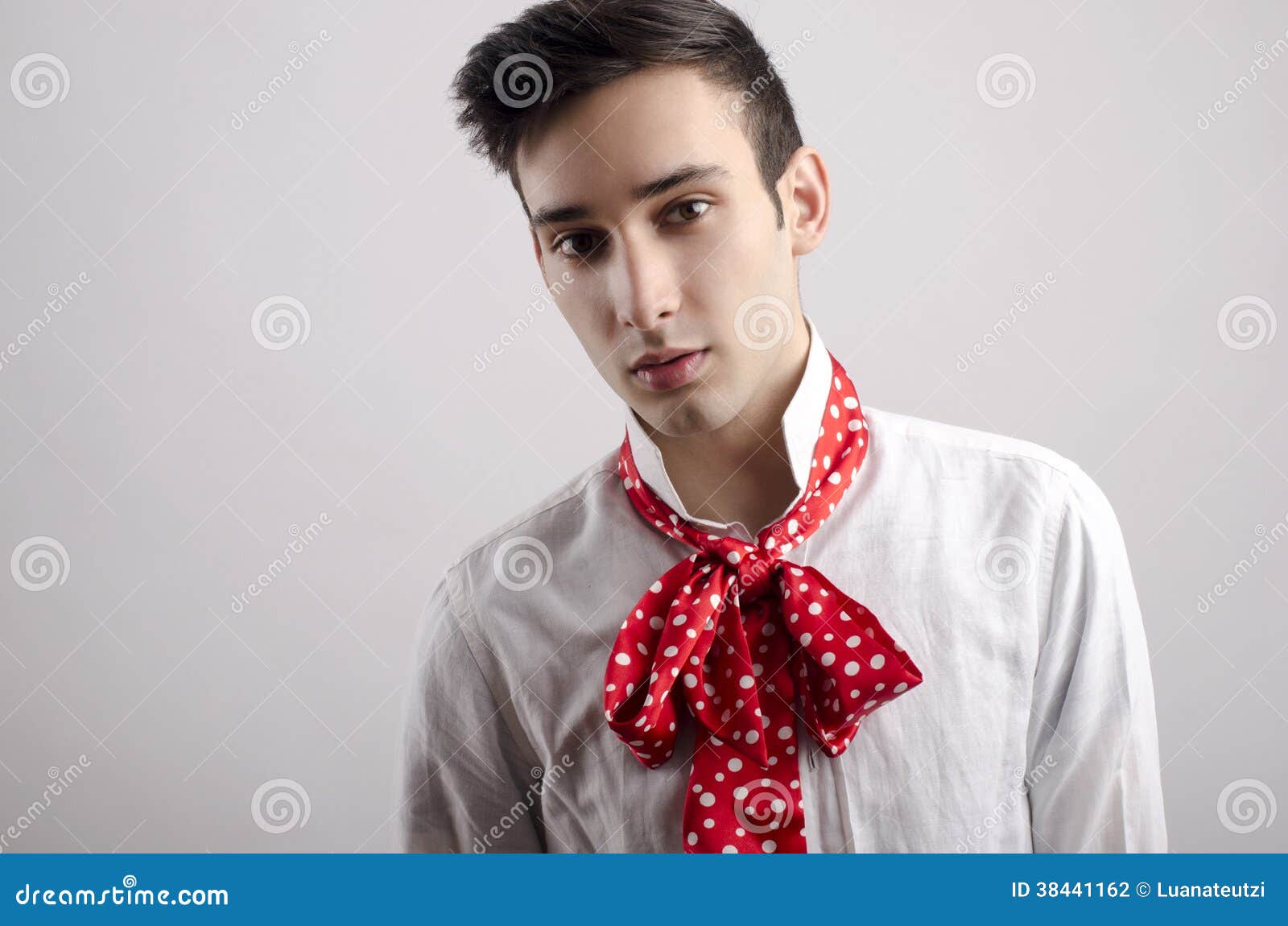 Man with a Dotted Red Scarf Around His Neck. Stock Photo - Image of ...