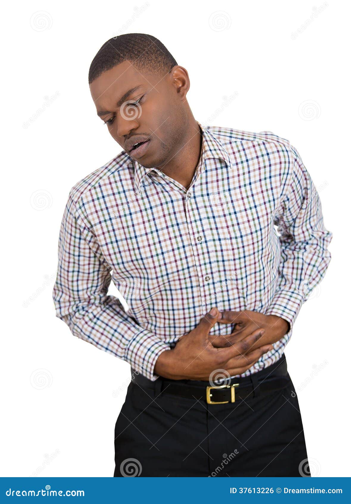 Man, Doubling Over in Stomach Pain Stock Photo - Image of illness ...