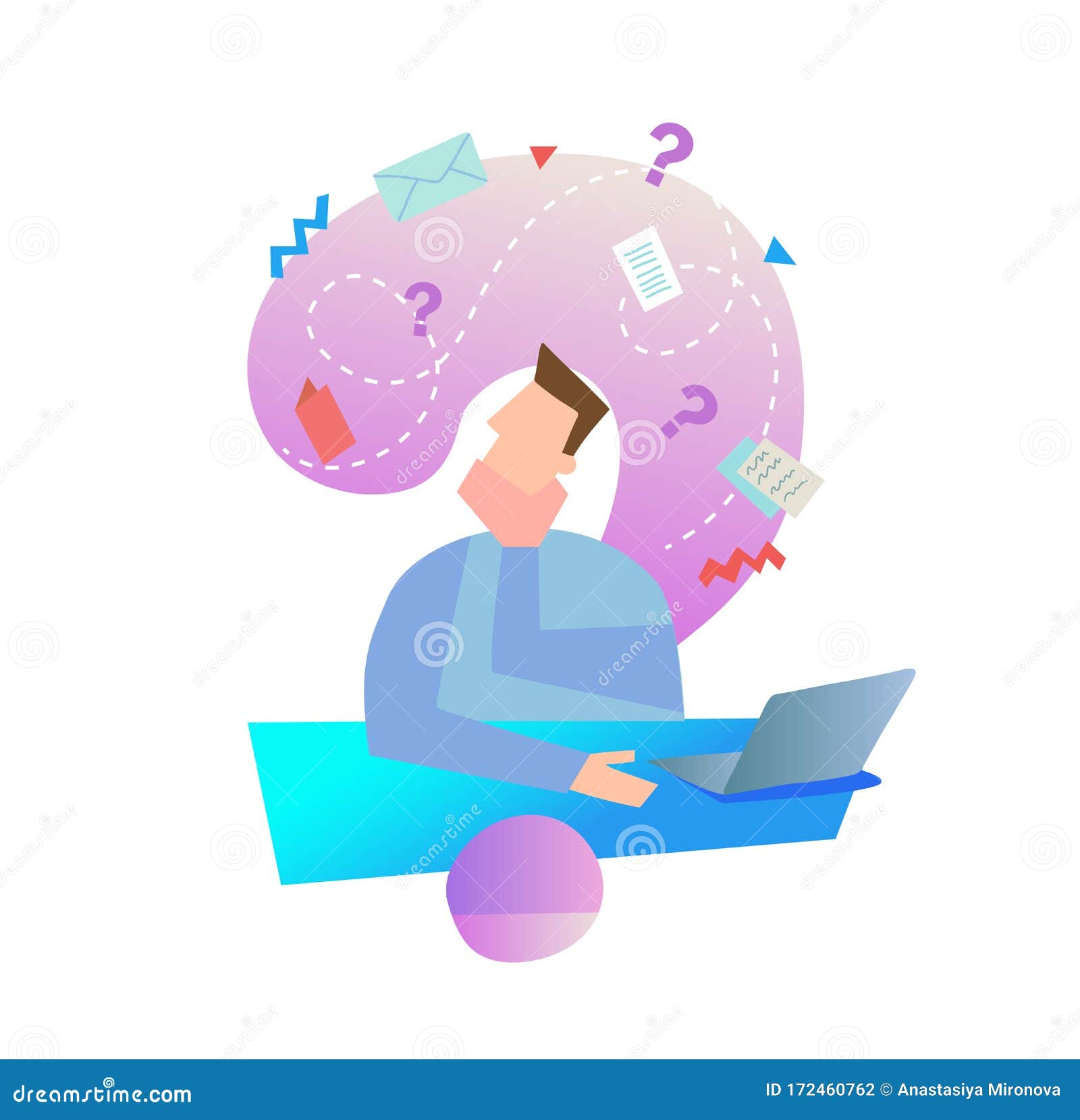 Man in doubt stock vector. Illustration of head, face - 172460762