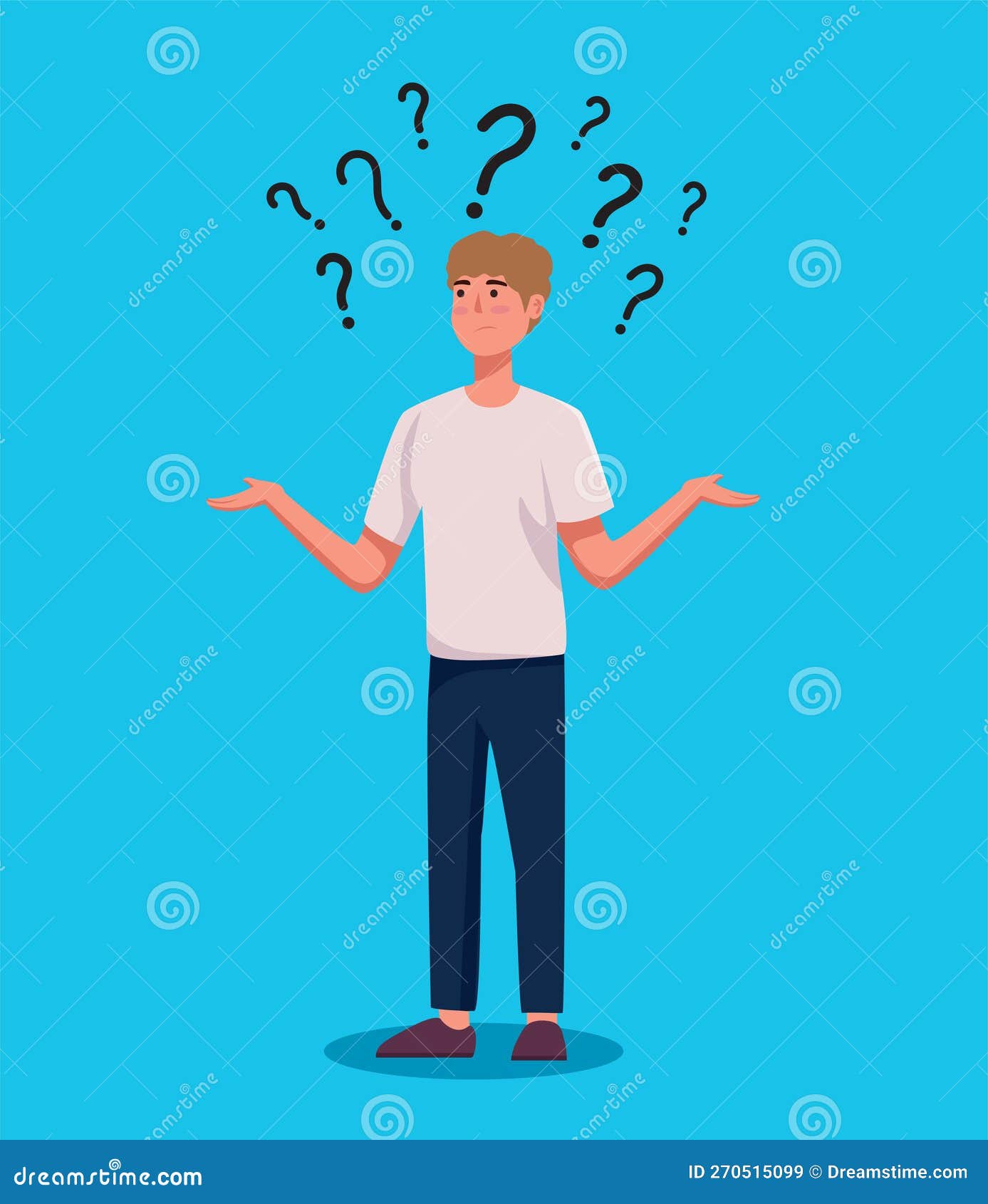 Man in Doubt Question Marks Vector Illustration Stock Vector ...
