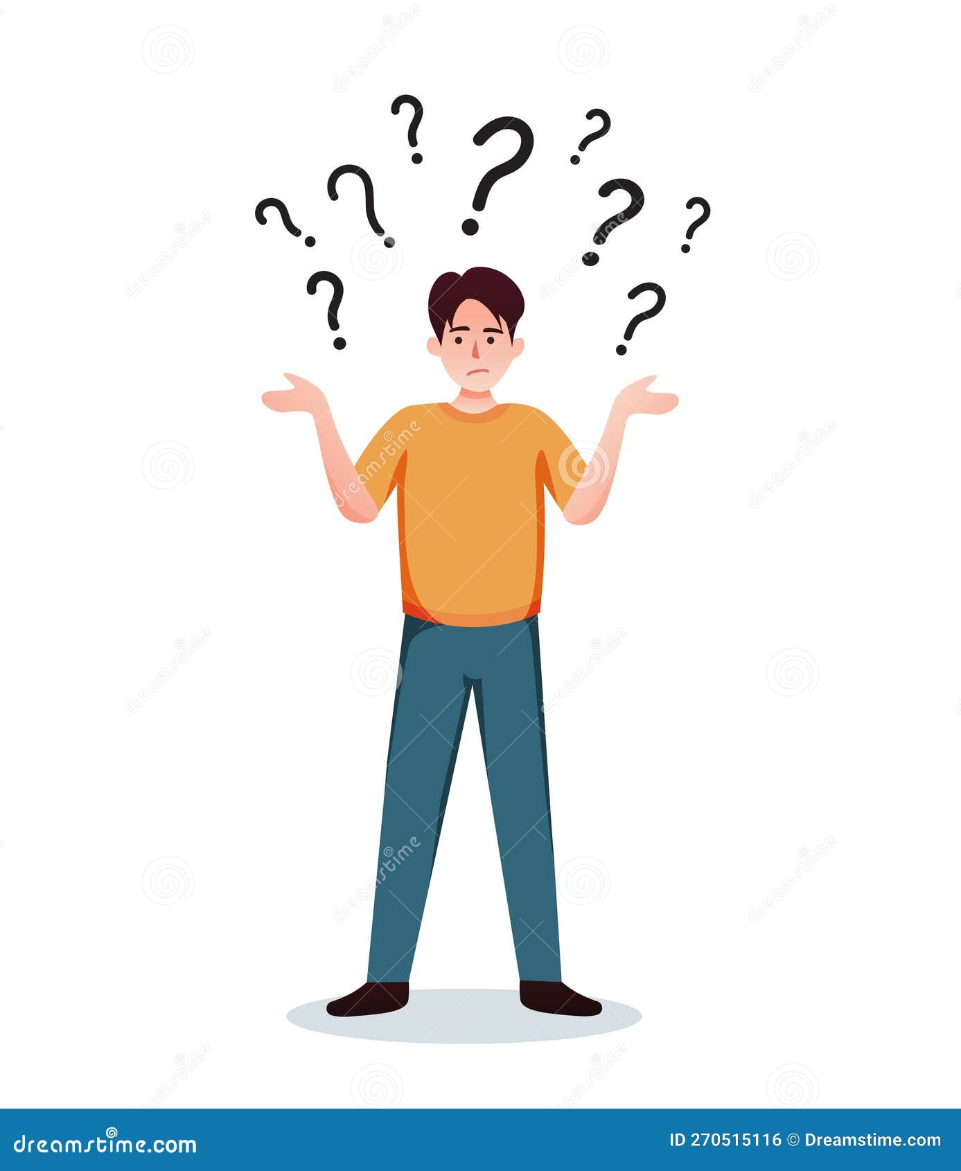 Man in Doubt Question Marks Vector Illustration Stock Vector ...