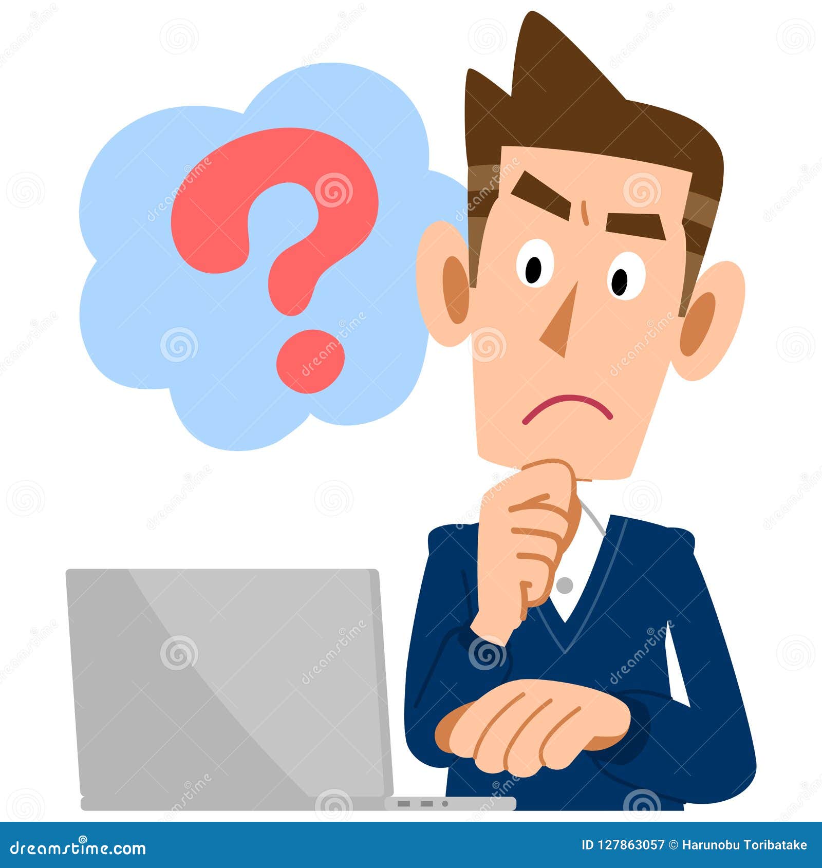 A Man Doubts About PC With A Question Mark Royalty-Free Stock Photo ...