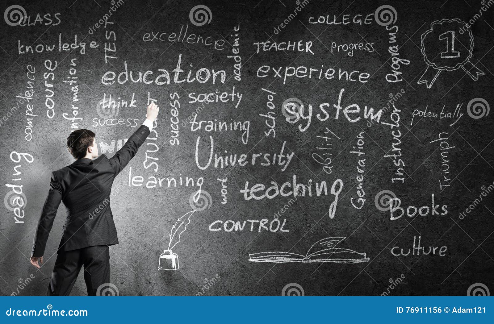 Man draw on chalkboard stock photo. Image of concept - 76911156