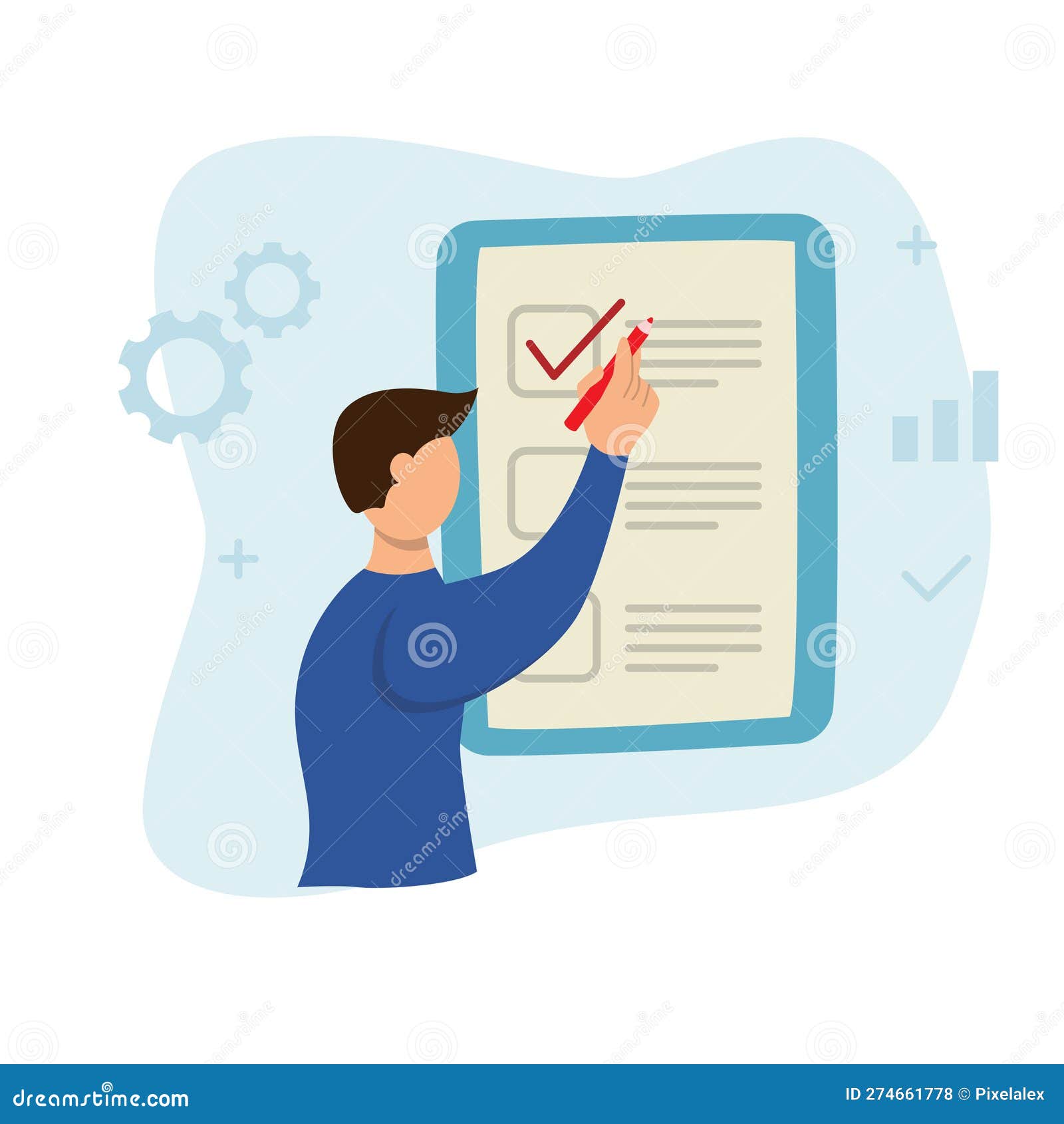 Man Draw Checkmark on To Do List Stock Vector - Illustration of ...