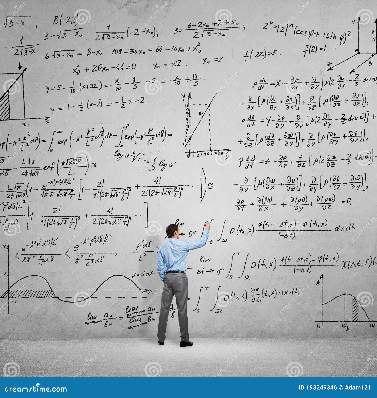 Man draw science formulas stock photo. Image of closeup - 193249346