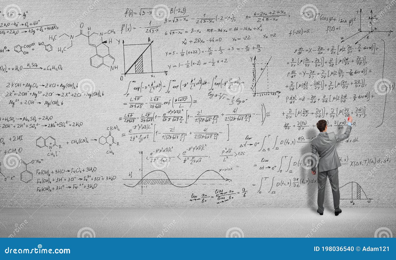 Man draw science formulas stock photo. Image of science - 198036540