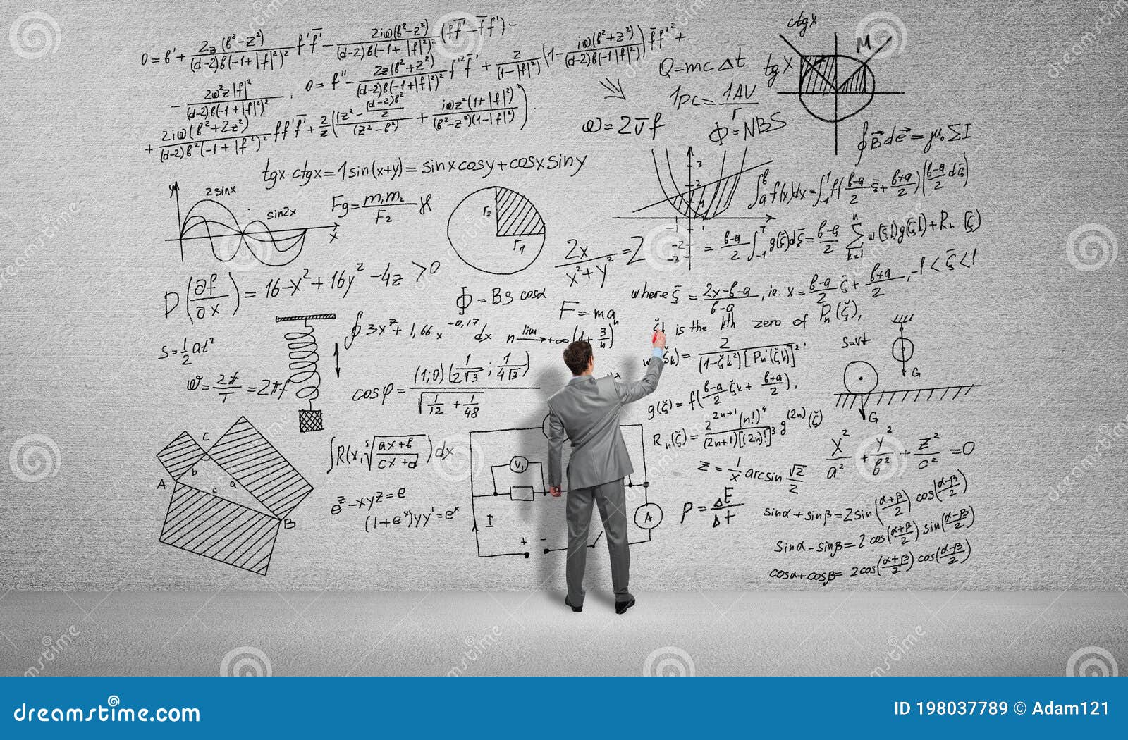 Man draw science formulas stock image. Image of professor - 198037789