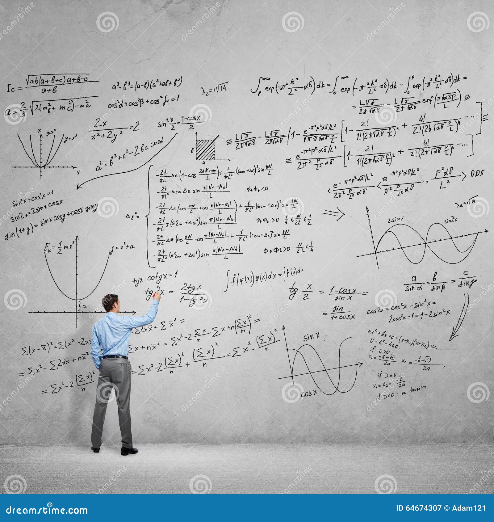 Man draw science formulas stock image. Image of education - 64674307
