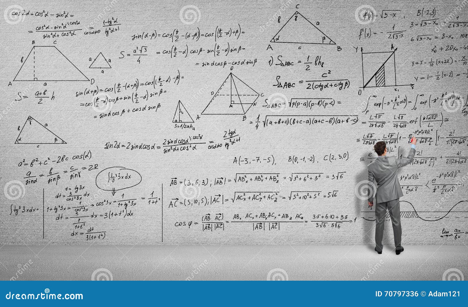 Man draw science formulas stock photo. Image of college - 70797336
