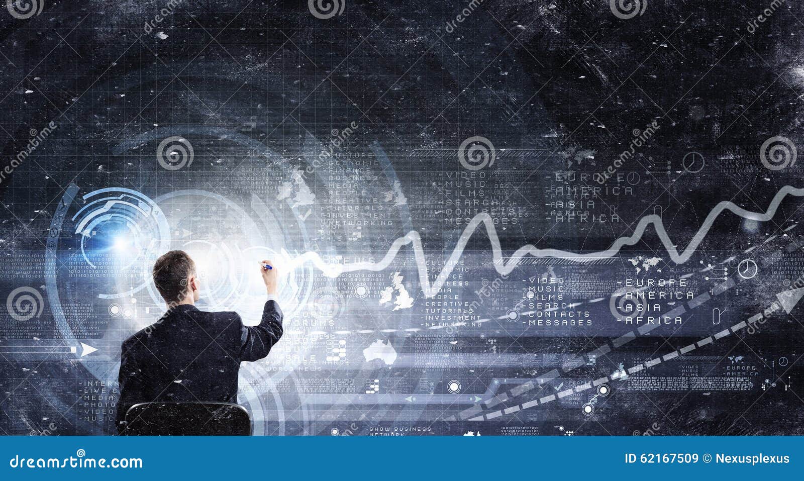 Man draw on screen stock image. Image of business, seminar - 62167509