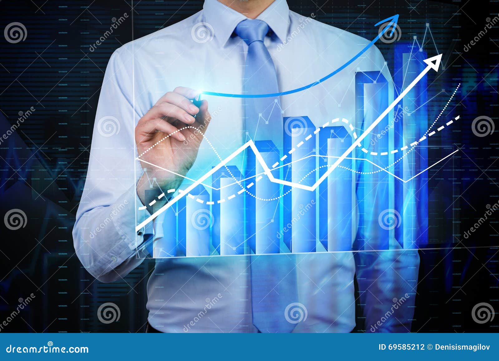 Man drawig forex bar graph stock photo. Image of finance - 69585212