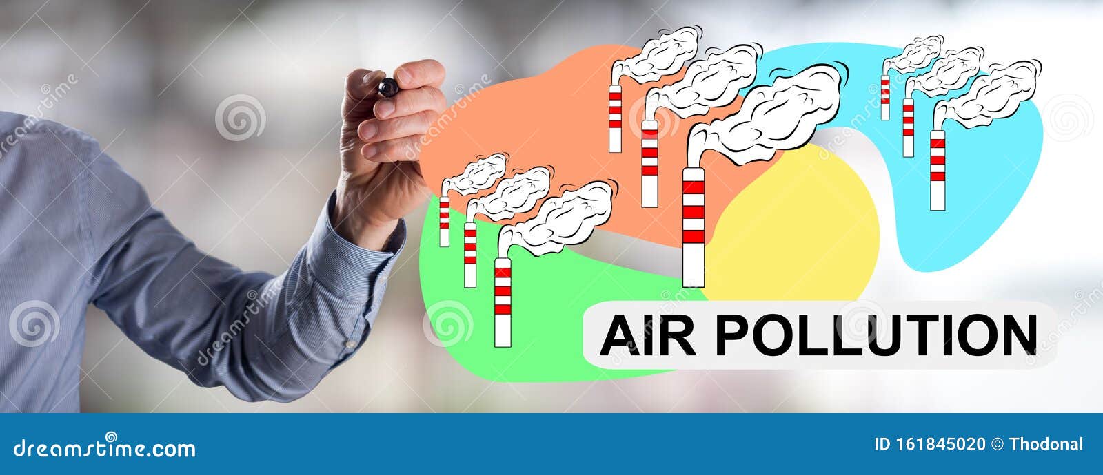 Air Pollution Concept Drawn by a Man Stock Photo - Image of plant ...