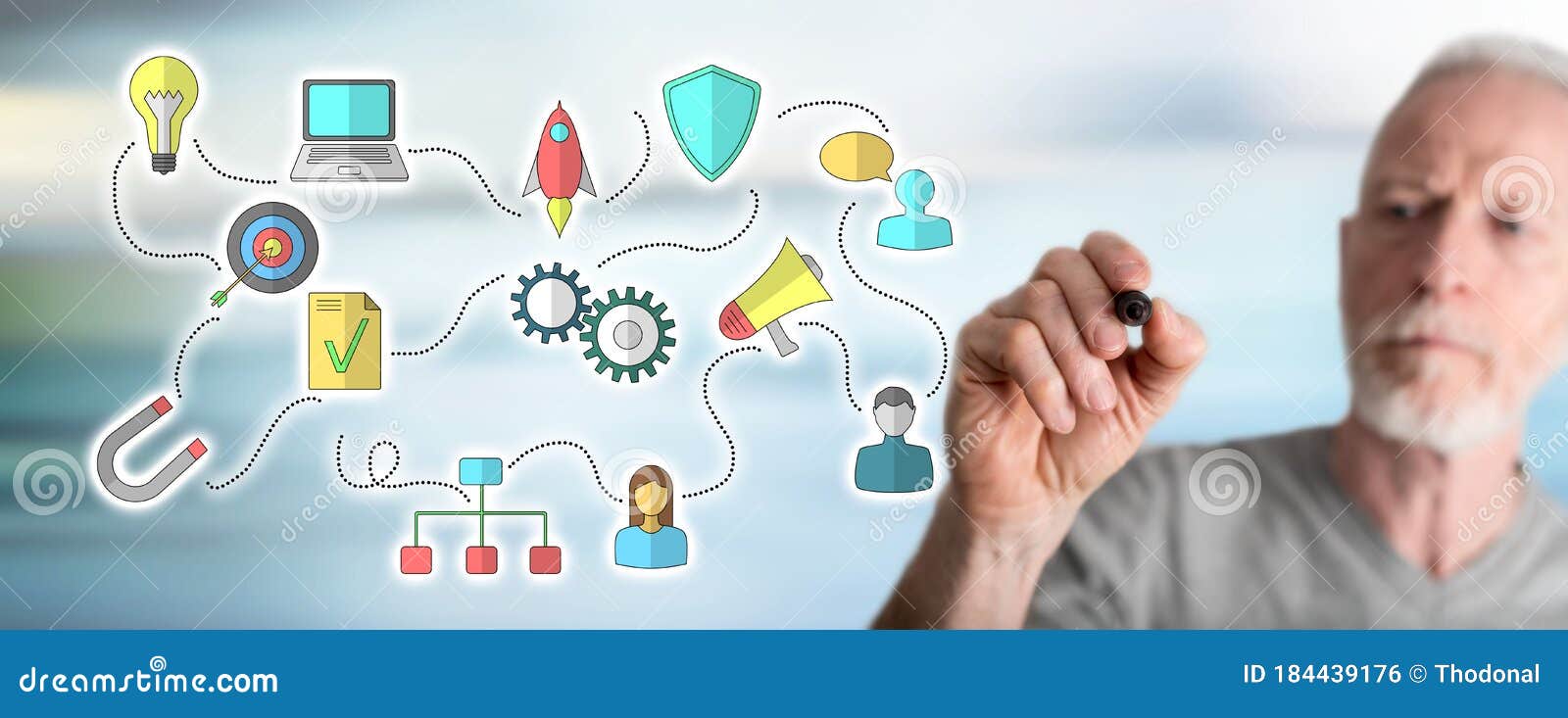 Man Drawing Business Strategy Concept Stock Photo - Image of writing ...