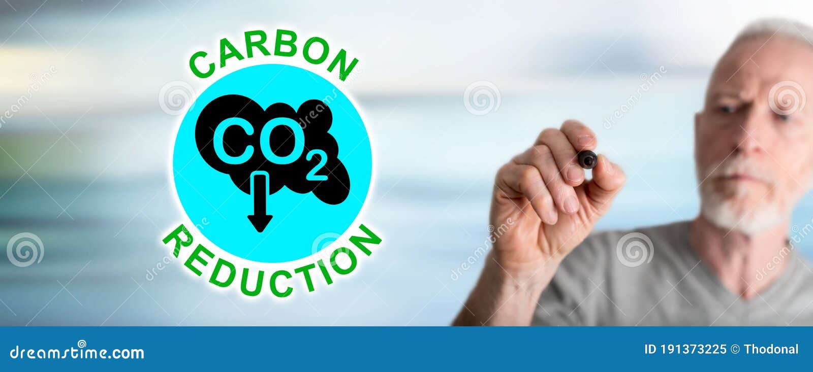 Man Drawing Carbon Reduction Concept Stock Image - Image of reduce ...