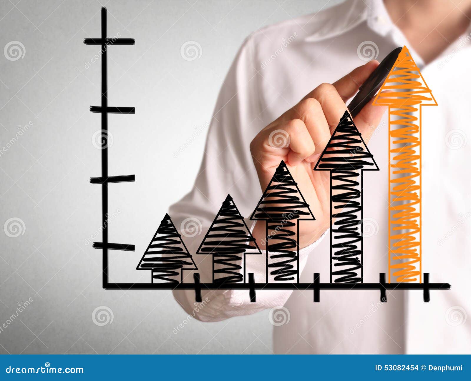 Man drawing a chart show stock photo. Image of diagram - 53082454
