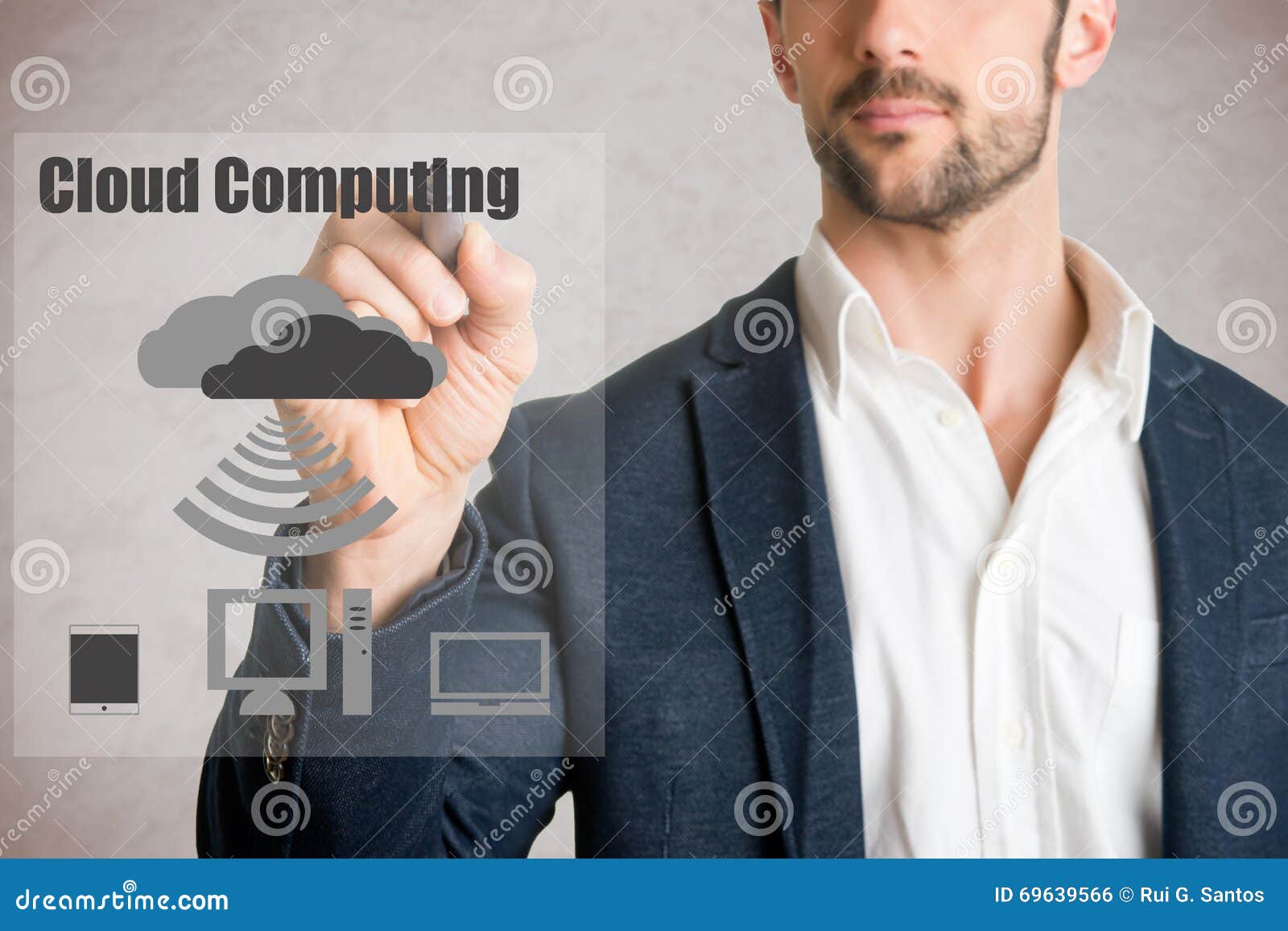Man Drawing Cloud Computing Stock Photo - Image of database, cloud ...
