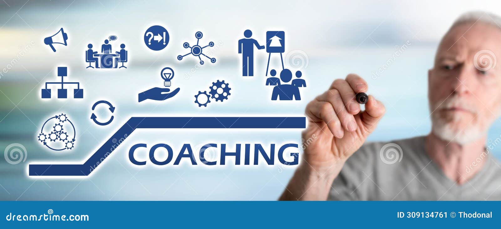 Man Drawing Coaching Concept Stock Image - Image of person, leadership ...