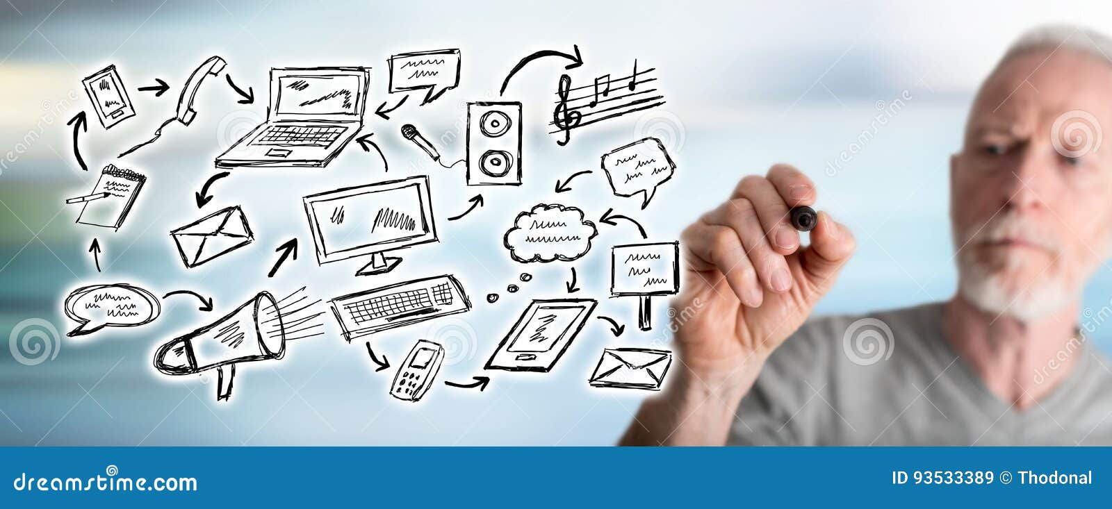 Man Drawing Communication Concept Stock Image - Image of correspondence ...