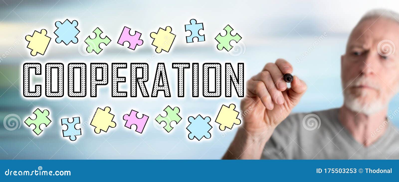 Man Drawing Cooperation Concept Stock Image - Image of solution ...