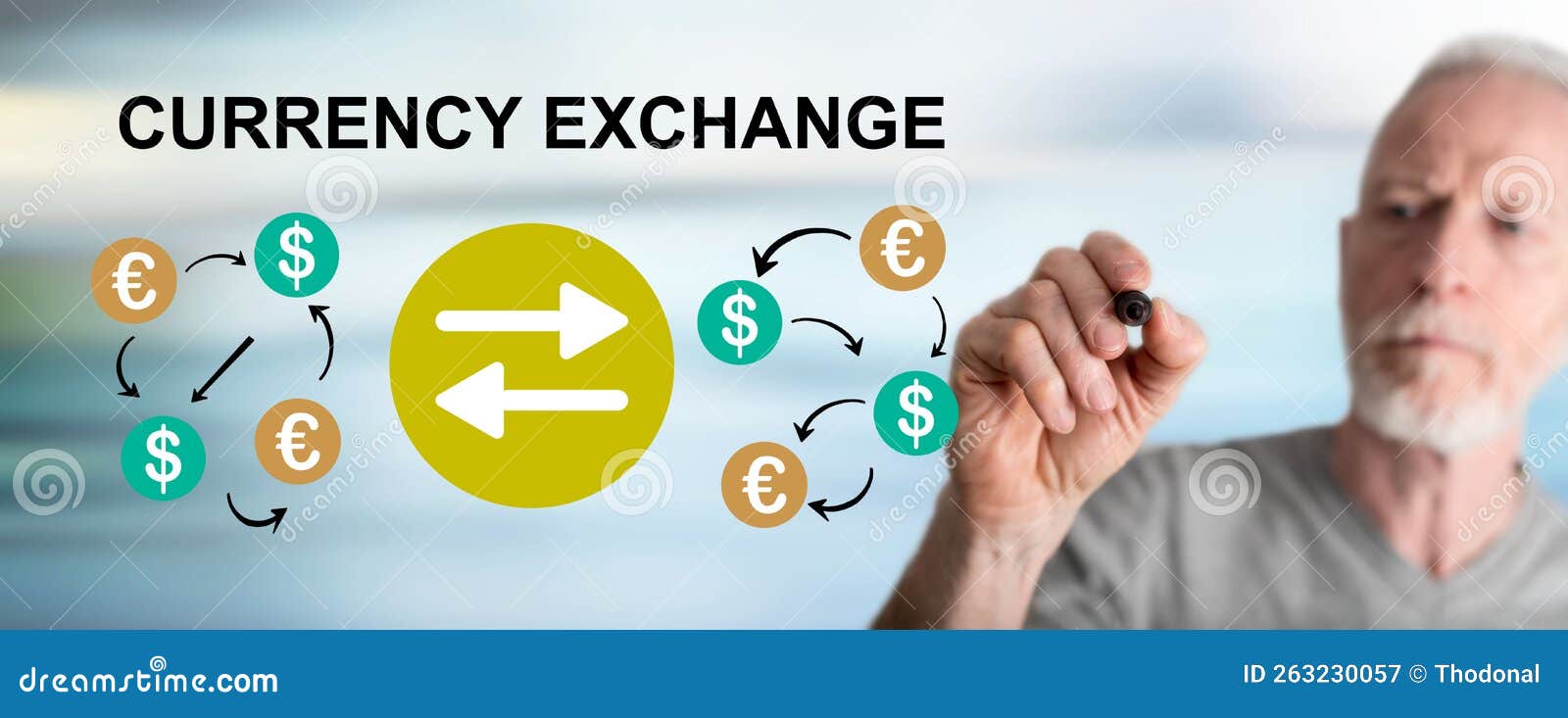Man Drawing Currency Exchange Concept Stock Image - Image of currency ...