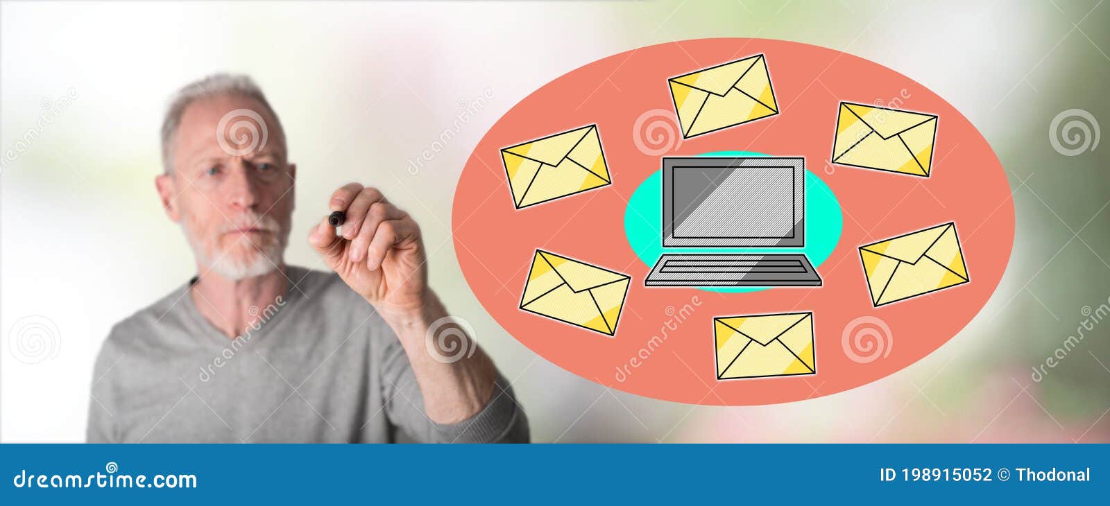 Man drawing email concept stock photo. Image of concept - 198915052