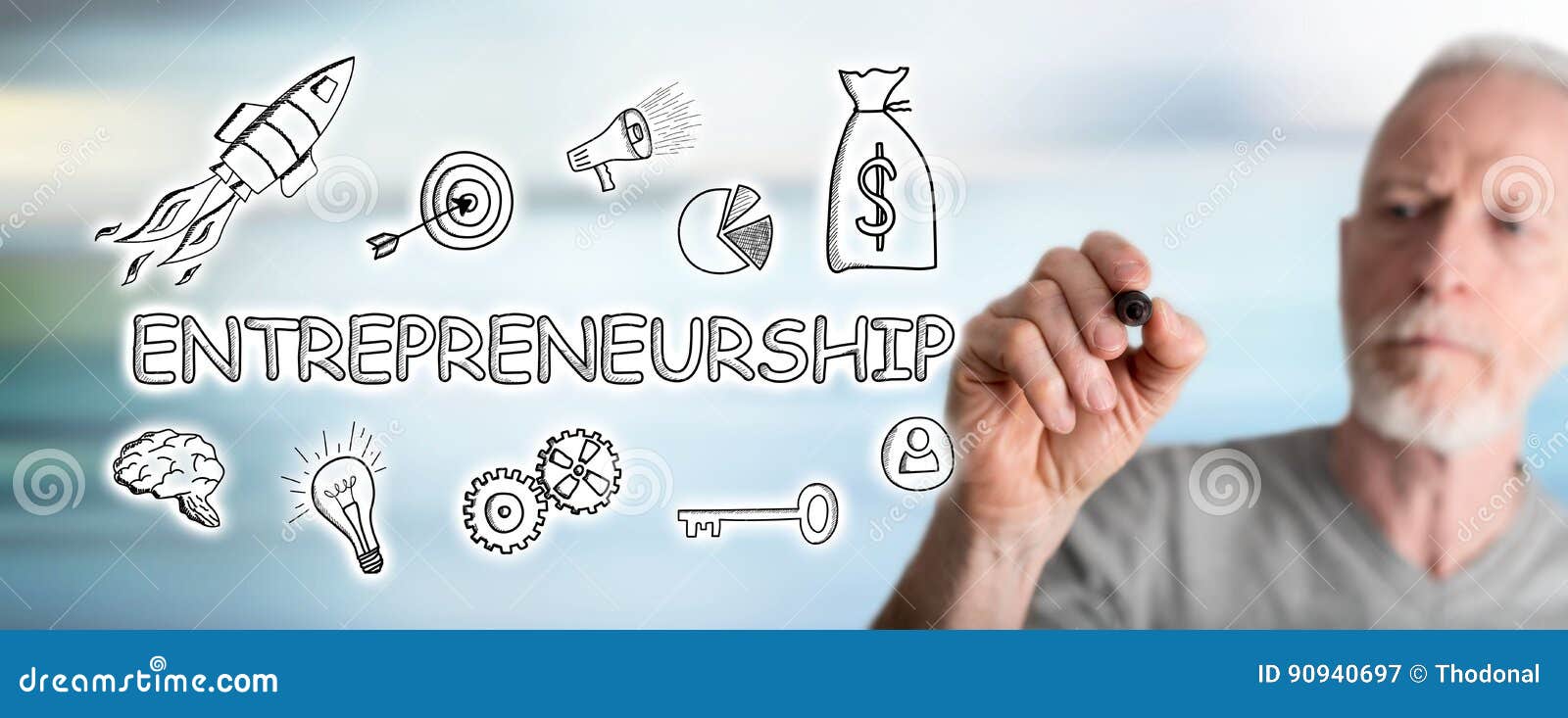 Man Drawing Entrepreneurship Concept Stock Image - Image of ...