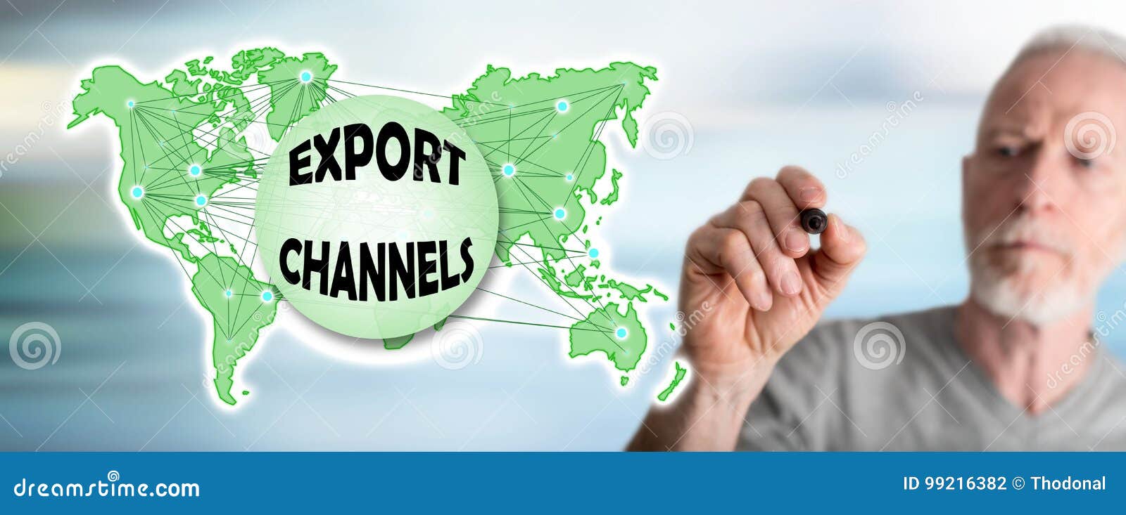Man Drawing Export Channels Concept Stock Photo - Image of transport ...