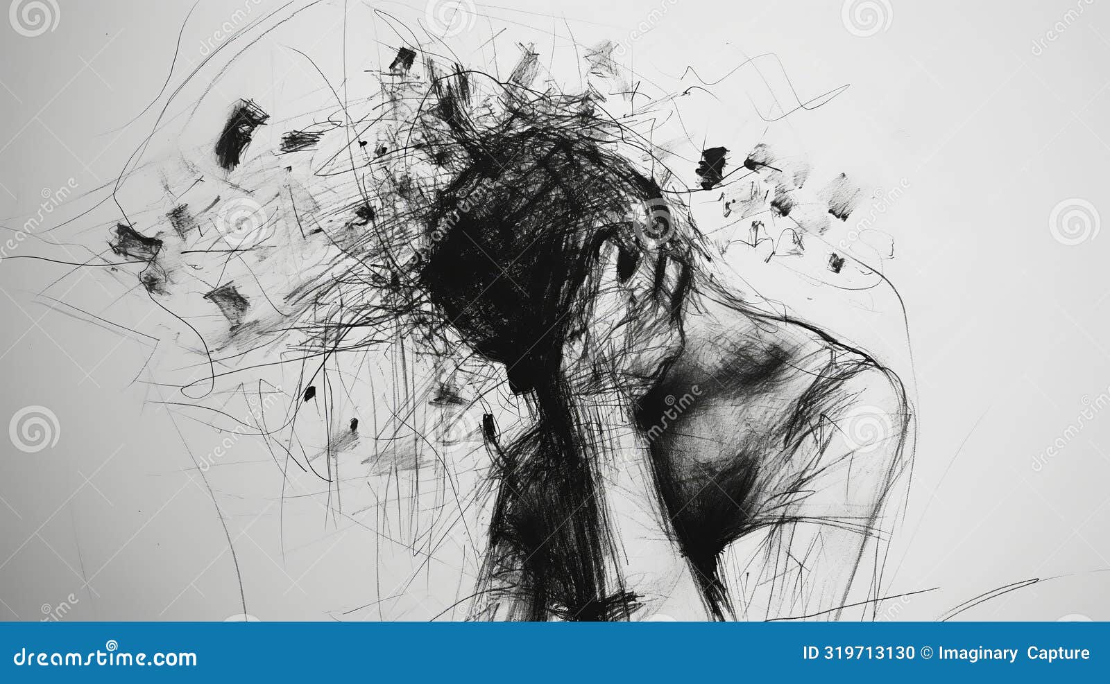 A Man is Drawing a Face with a Sad Expression Stock Photo - Image of ...