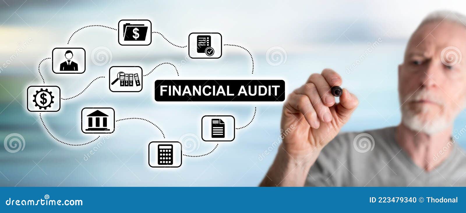 Man Drawing Financial Audit Concept Stock Photo - Image of data ...