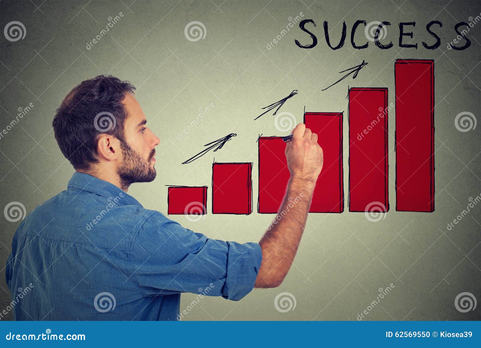 Man Drawing Future Successful Earnings Chart Stock Photo - Image of ...