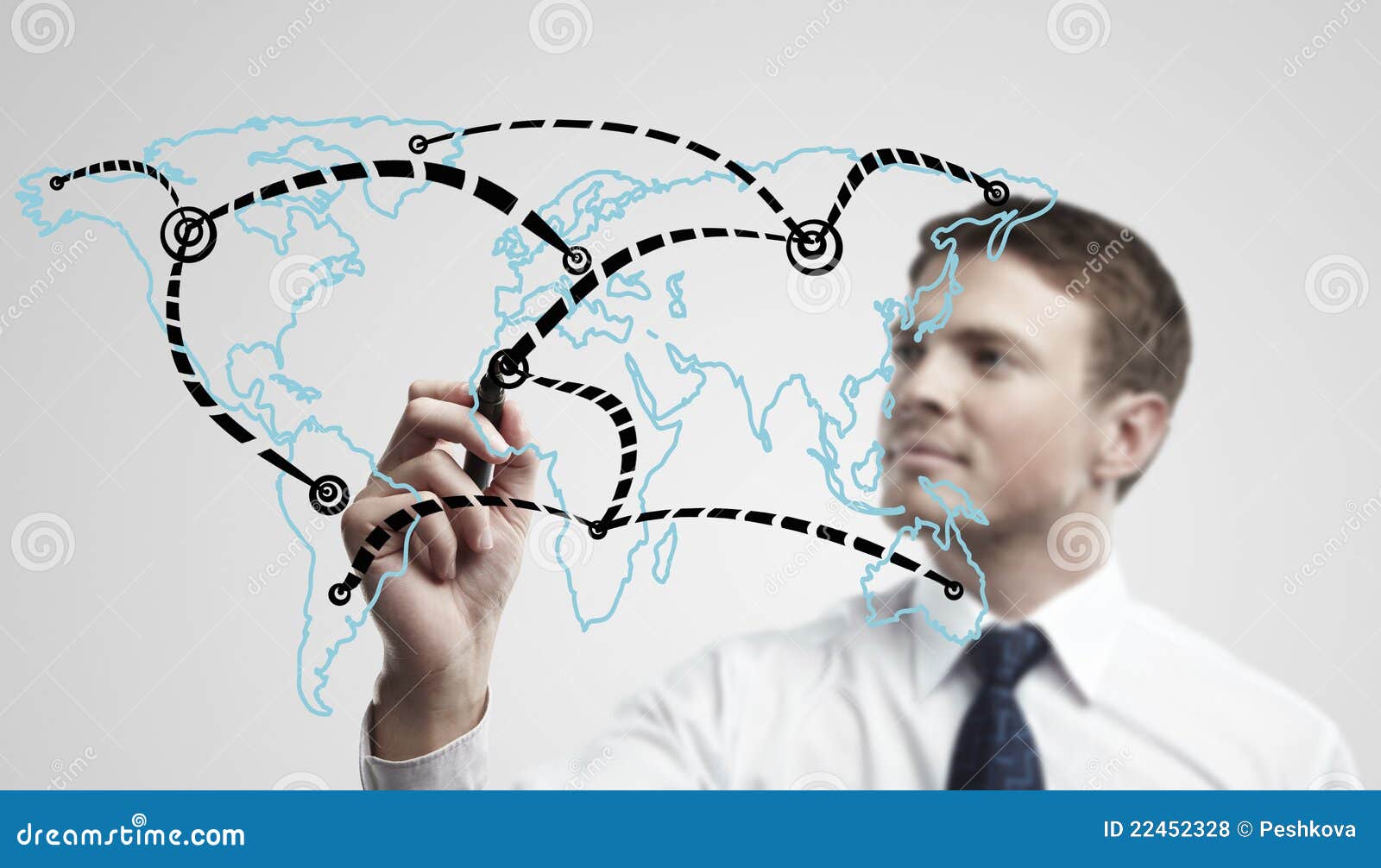 Man Drawing A Global Network On World Map Royalty-Free Stock Image ...
