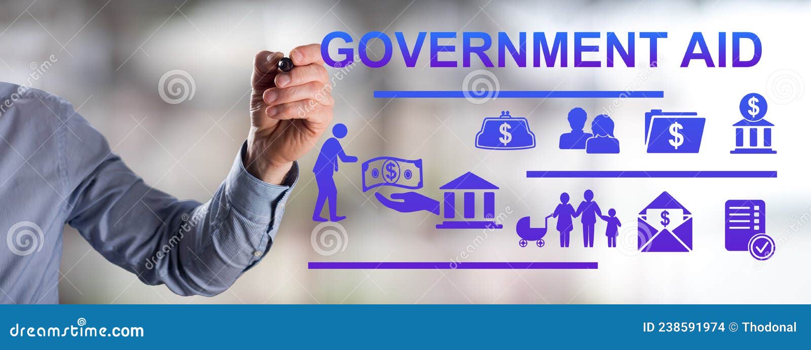 Government Aid Concept Drawn by a Man Stock Photo - Image of government ...