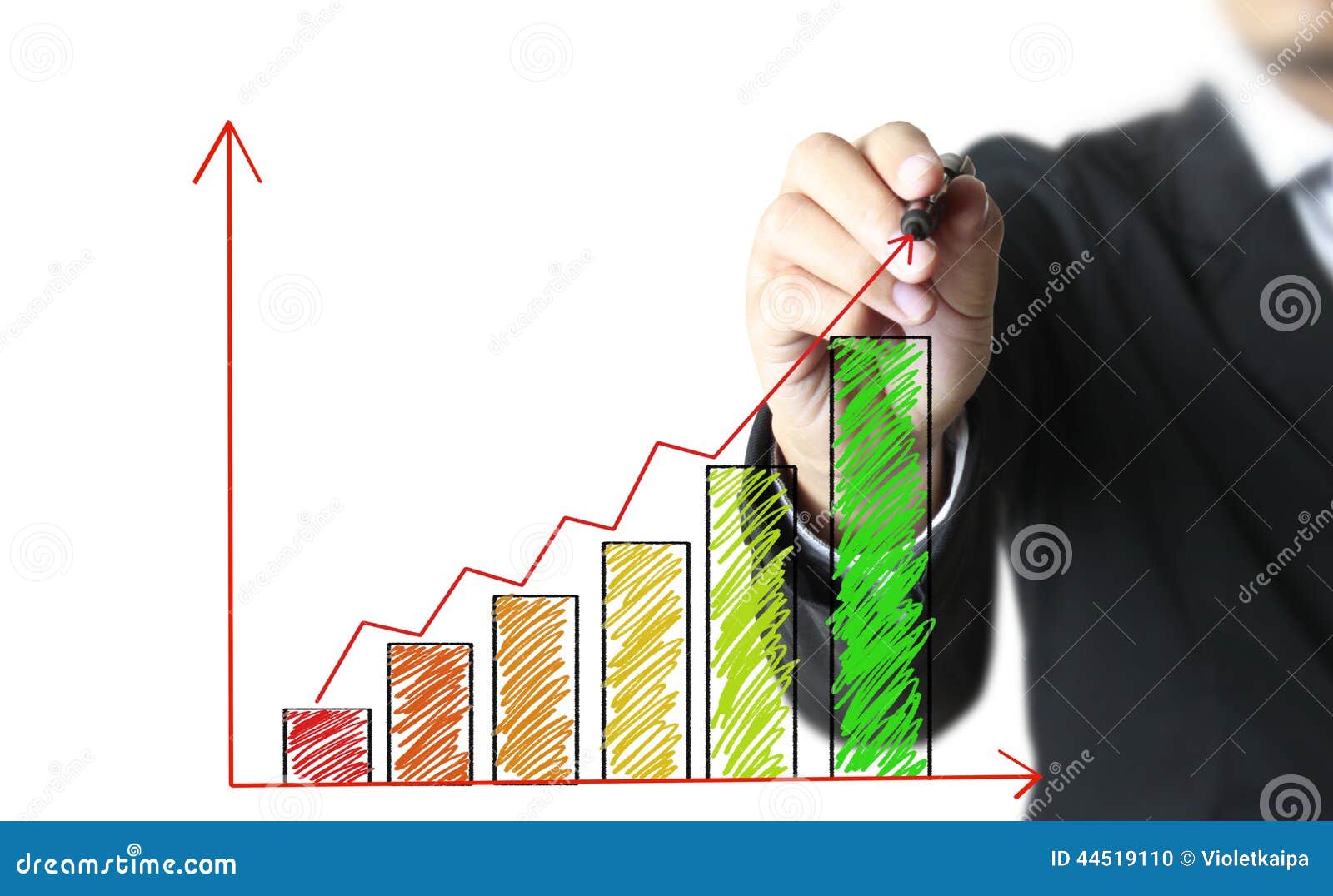 Man Drawing a Graph Business Stock Photo - Image of isolated, business ...