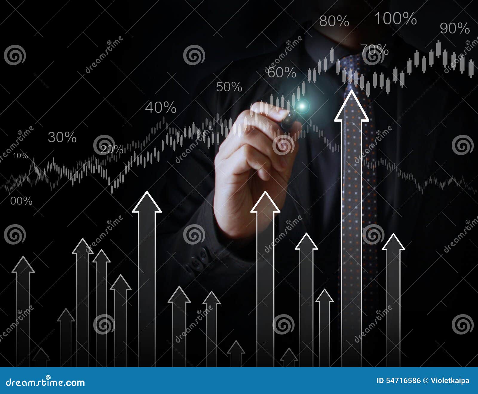 Man Drawing a Growing Graph Stock Illustration - Illustration of growth ...