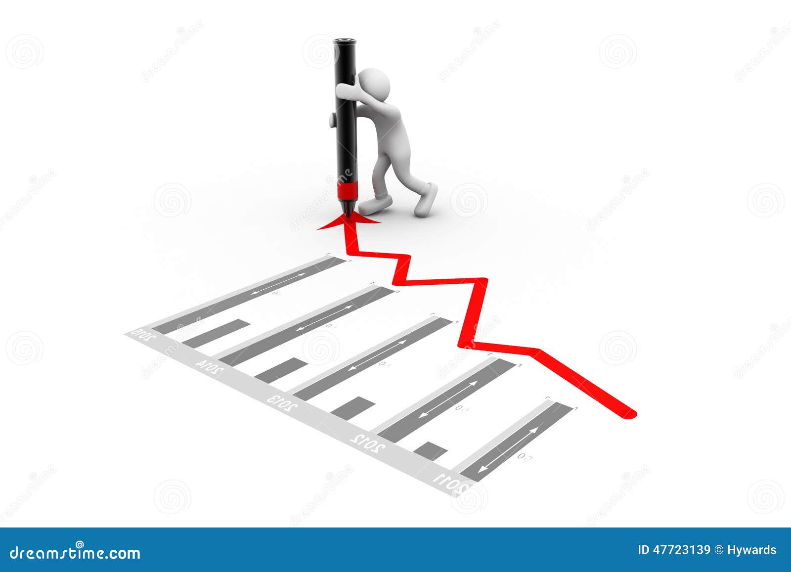Man drawing a growth graph stock illustration. Illustration of arrow ...