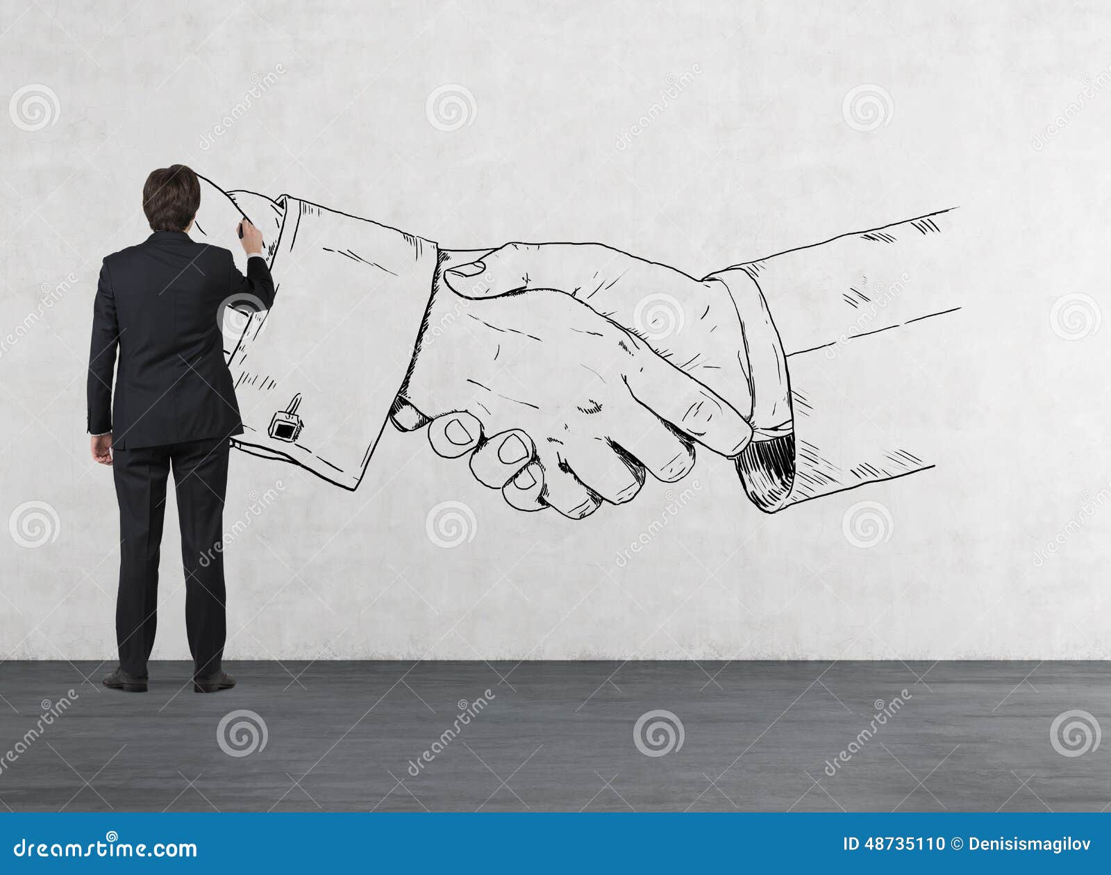 Man Looking Drawing Handshake Stock Photos - Free & Royalty-Free Stock ...