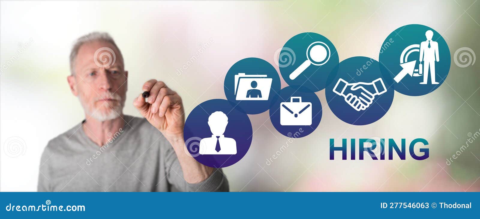 Man drawing hiring concept stock image. Image of writing - 277546063