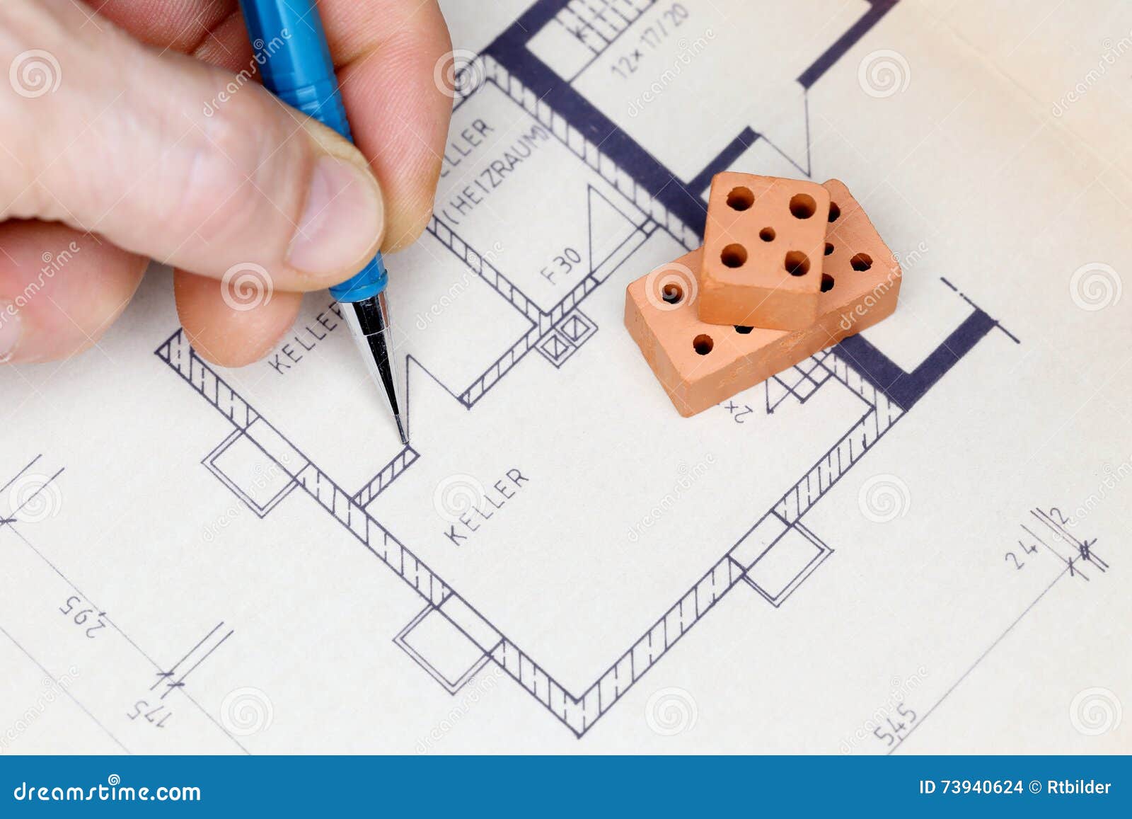 Man is Drawing a House Plan Stock Photo - Image of building ...