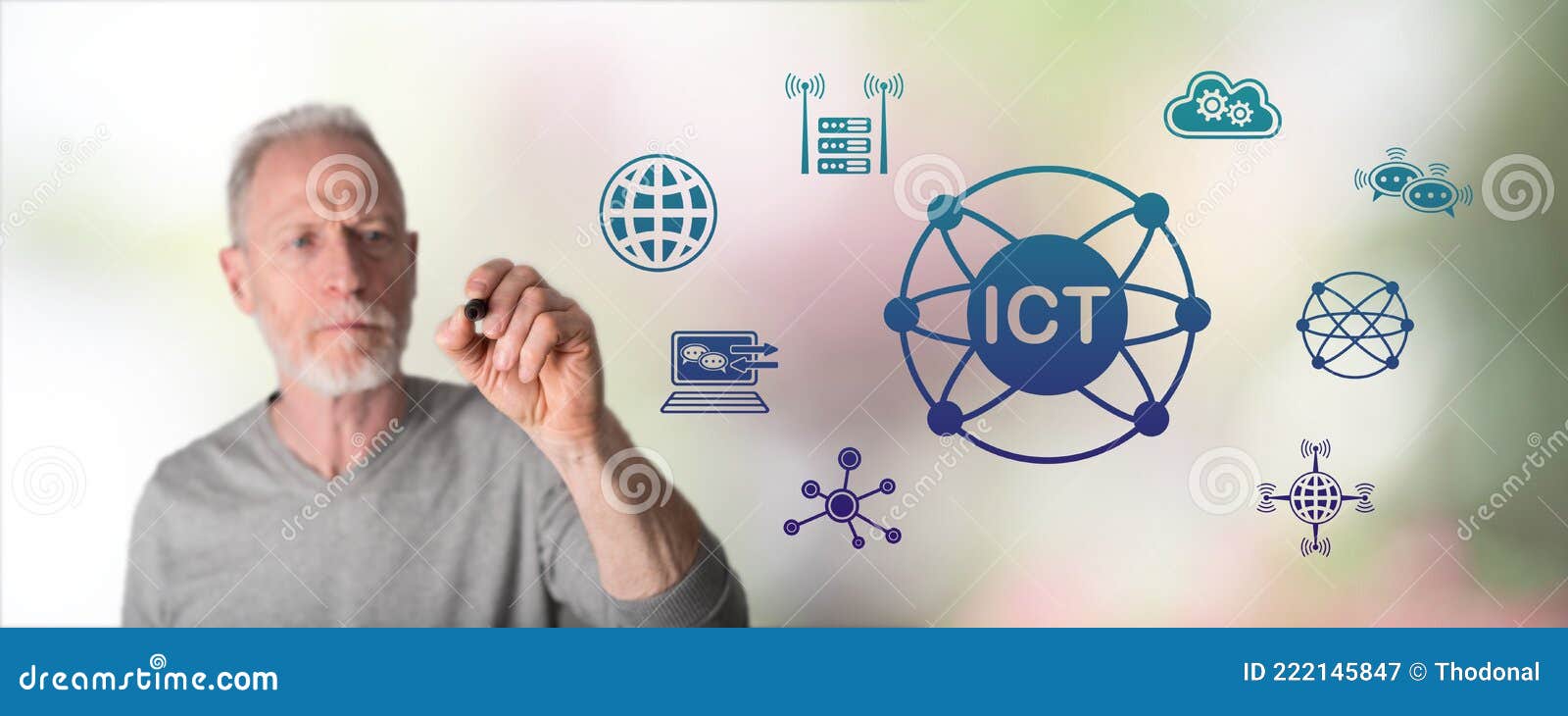 Man drawing ict concept stock illustration. Illustration of computing ...