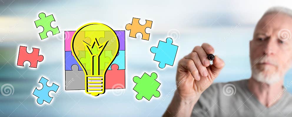 Man drawing idea concept stock photo. Image of innovation - 198213768