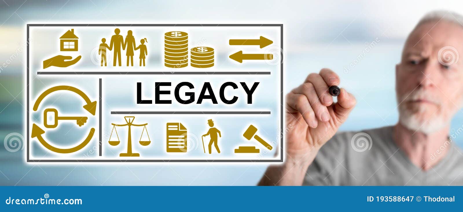 Man drawing legacy concept stock image. Image of property - 193588647