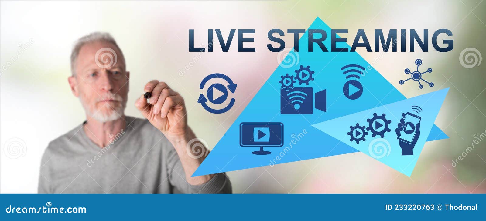Man Drawing Live Streaming Concept Stock Image - Image of video ...