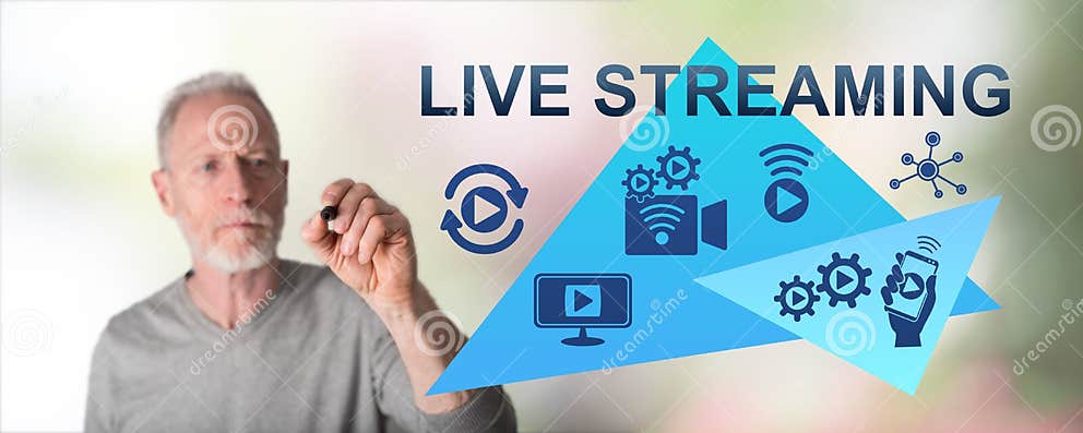 Man Drawing Live Streaming Concept Stock Image - Image of video ...