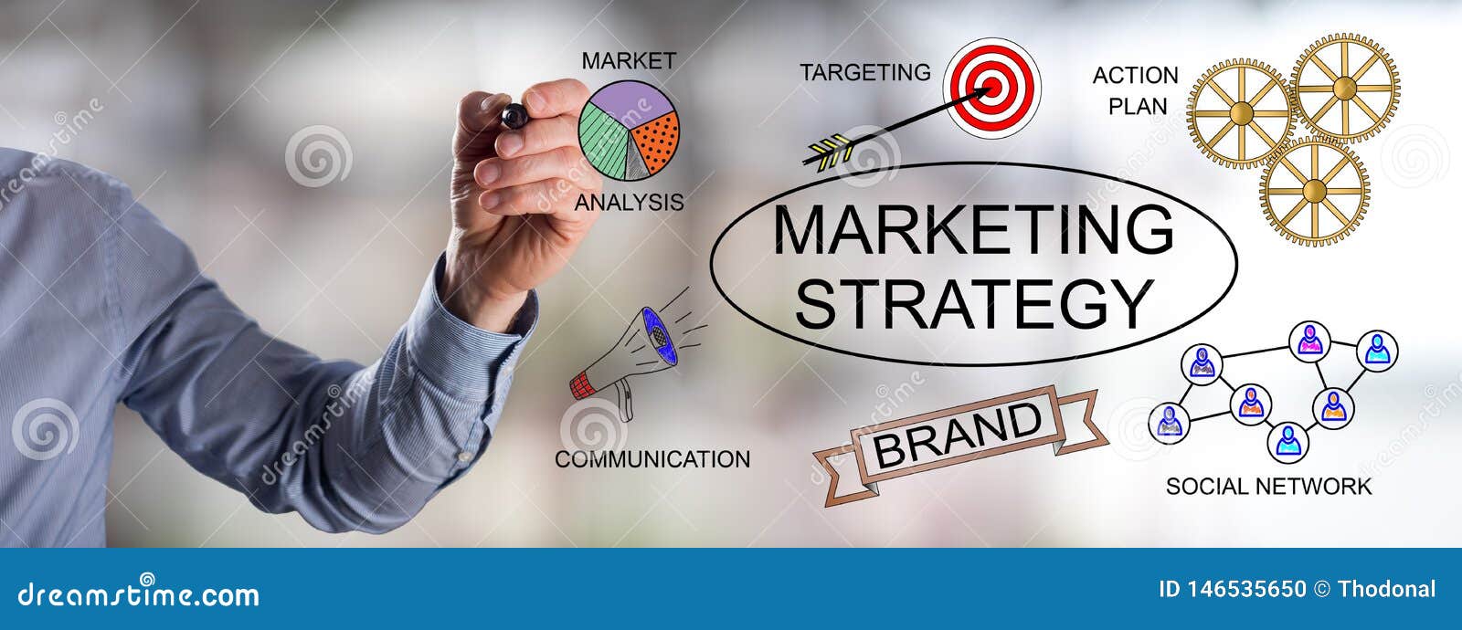 Marketing Strategy Concept Drawn by a Man Stock Photo - Image of ...