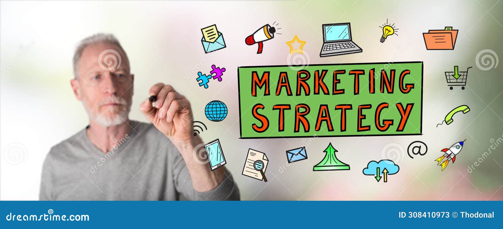 Man Drawing Marketing Strategy Concept Stock Image - Image of plan ...