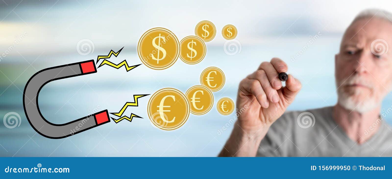 Man Drawing Money Attraction Concept Stock Photo - Image of bank ...